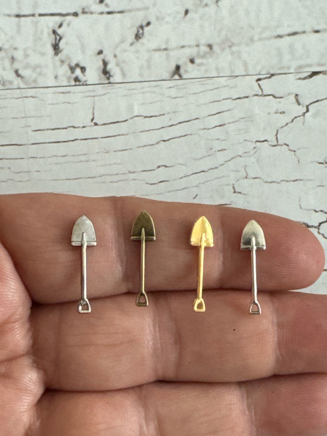 Antique Silver Shovel, Tiny Garden Tool Charm, Tool Charm, Double Sided ...