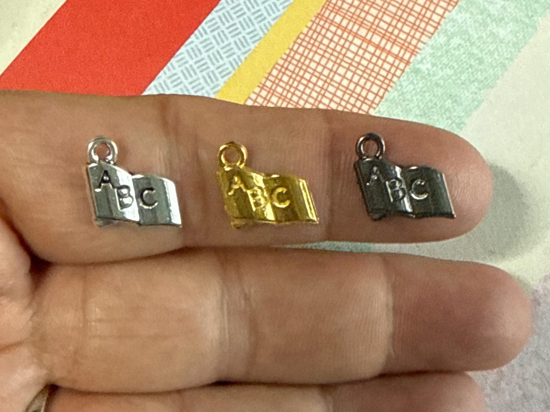 ABC Book Charm: Silver Alloy Open Book Pendant (11x11mm) - Etsy