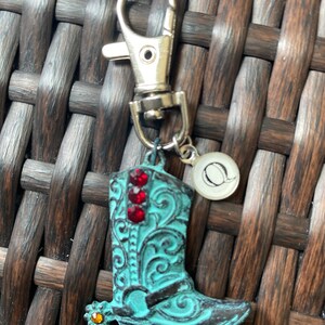 Blue Patina Cowboy Boot Zipper Pull, Rhinestone Zipper Pull, Western ...