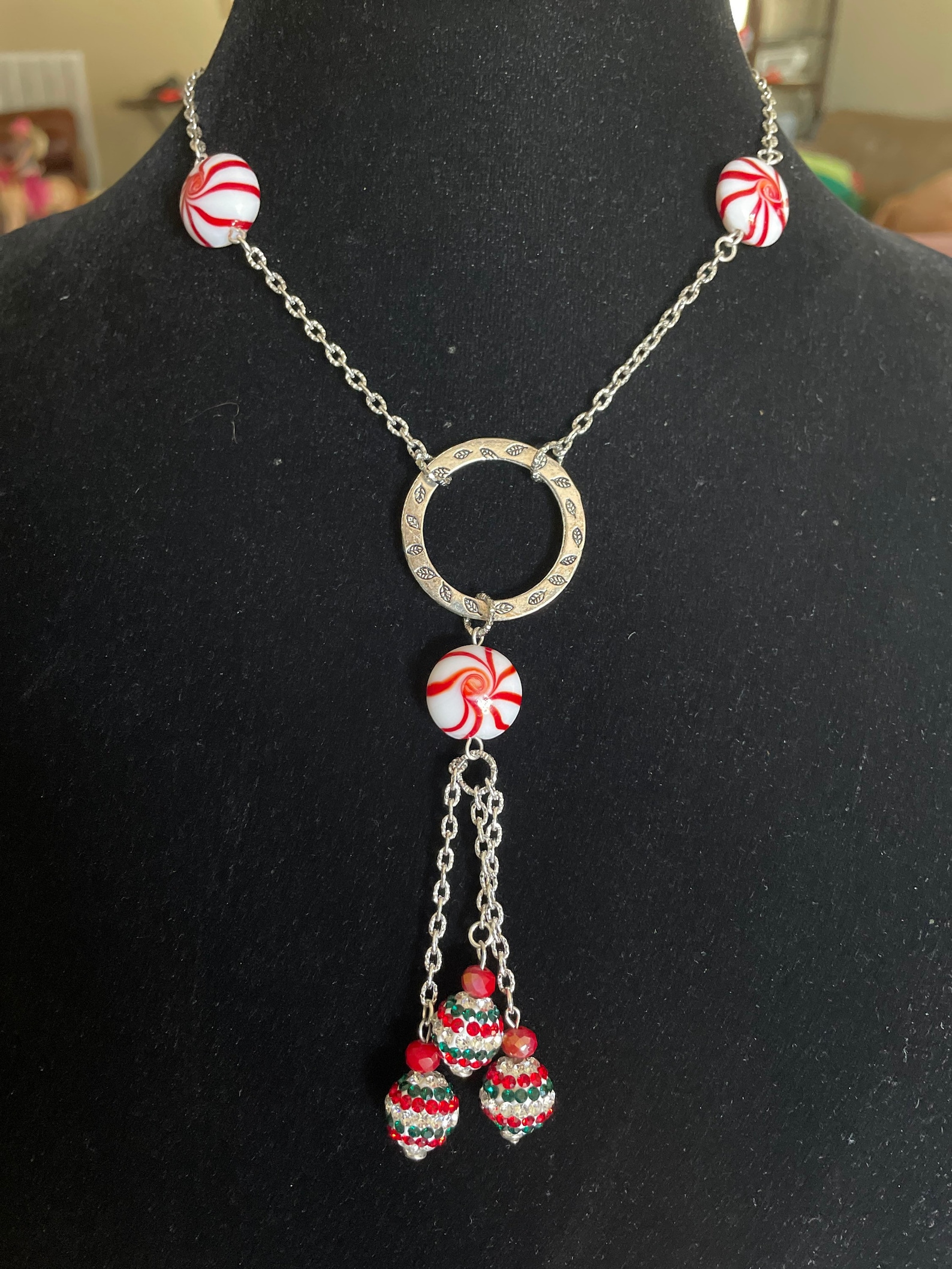 Candy Cane Necklace Holidays Necklace String Necklace Glass | Etsy