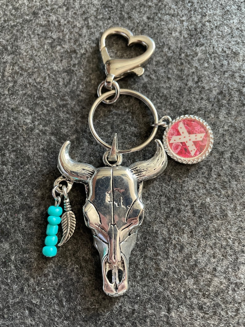 Boho Bull Keychain Western Style Keychain Handbag Charm - Etsy