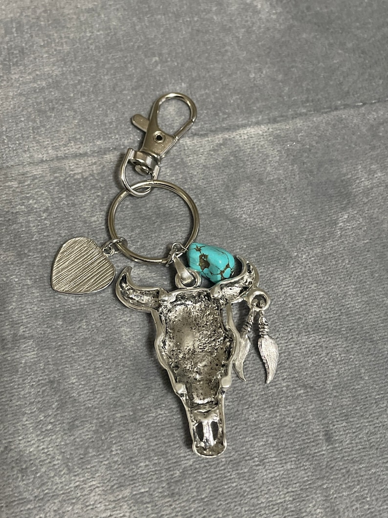 Boho Bull Keychain Western Style Keychain Handbag Charm - Etsy