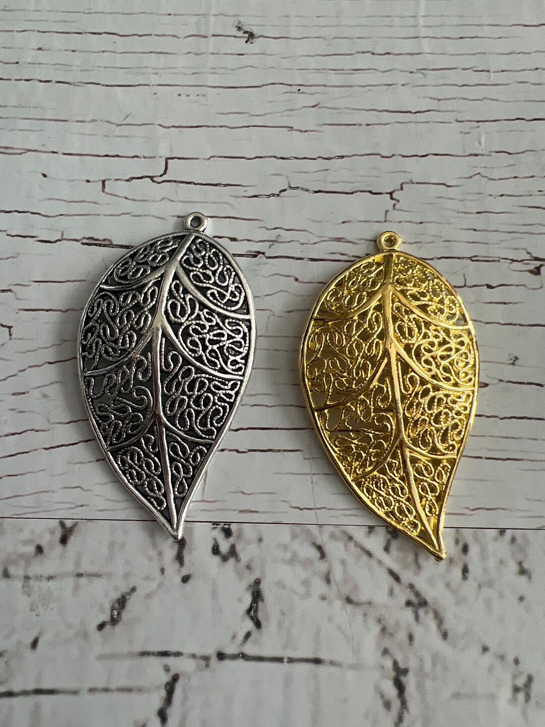 Silver Filigree Leaf Pendant, Large Leaf, Silver Leaf, Leaf Charm, Gold ...