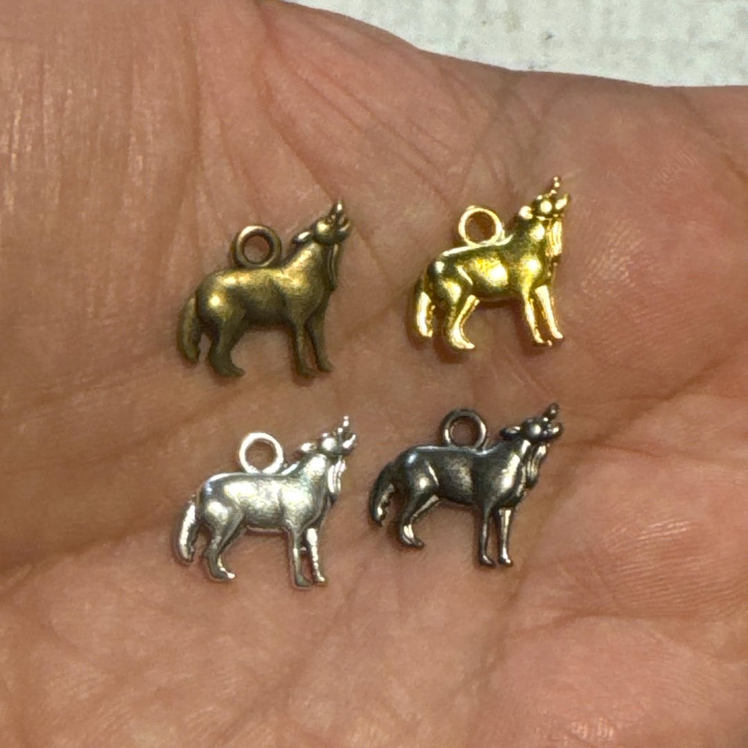 Roaring Wolf Charm, Double Sided Wolf Charm, Silver Wolf Charms ...