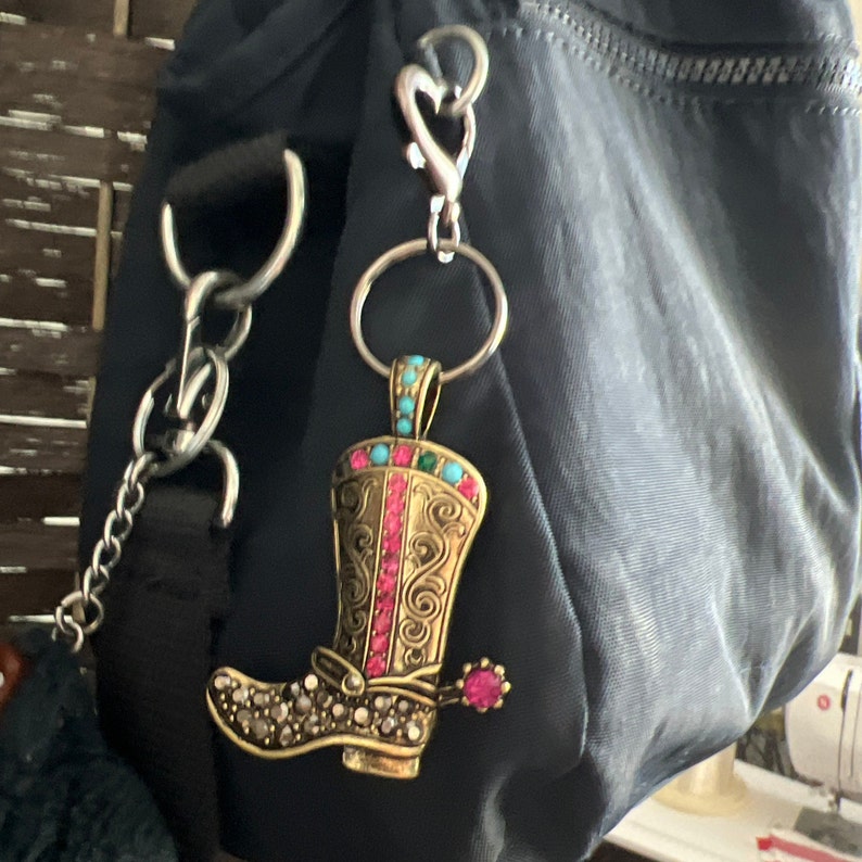Gold Cowboy Keychain, Cowgirl Boot Keychain, Boot Keychain, Handbag ...