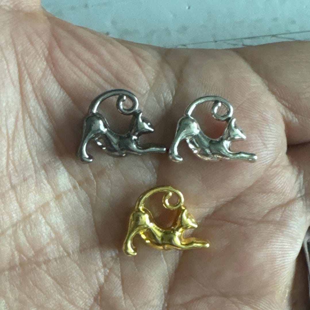 3D Lazy Cat Charm, Silver Cat, Lazy Cat Charm, Gold Cat Charm, Animal ...