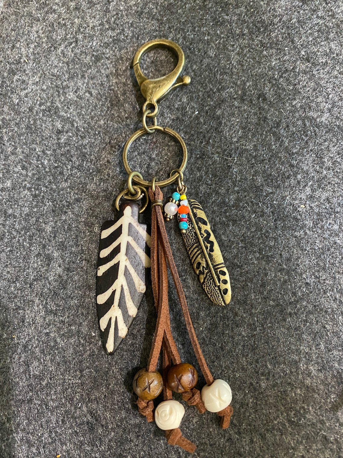 Bone Arrowhead Keychain Brown Arrowhead Keychain Native | Etsy