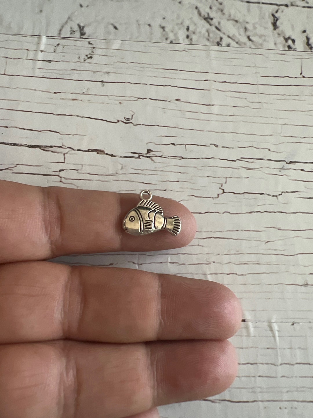 Double Sided Fish Charm, Silver Clown Fish Charms, Fish Charms, Animal ...