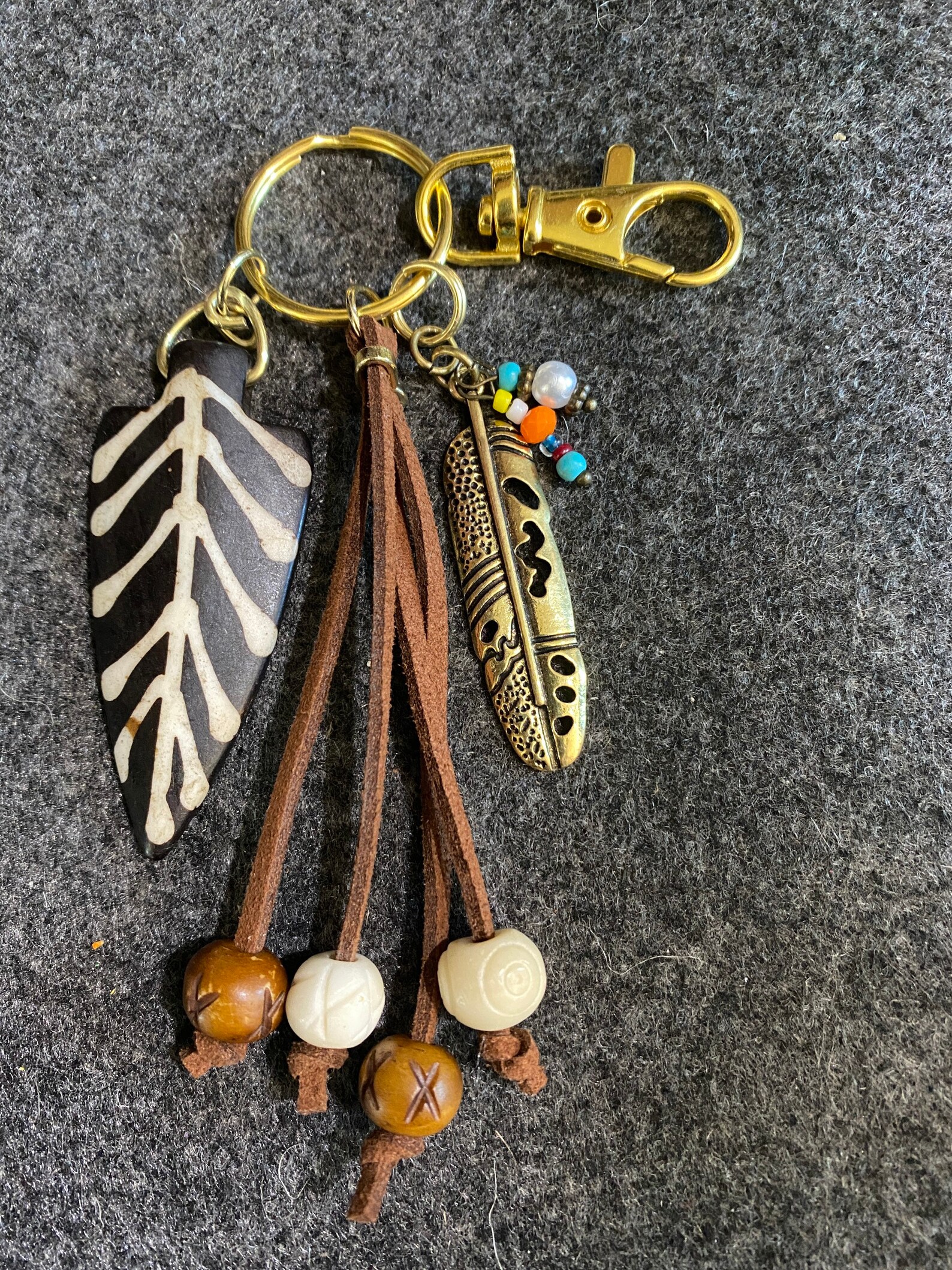 Bone Arrowhead Keychain Brown Arrowhead Keychain Native | Etsy