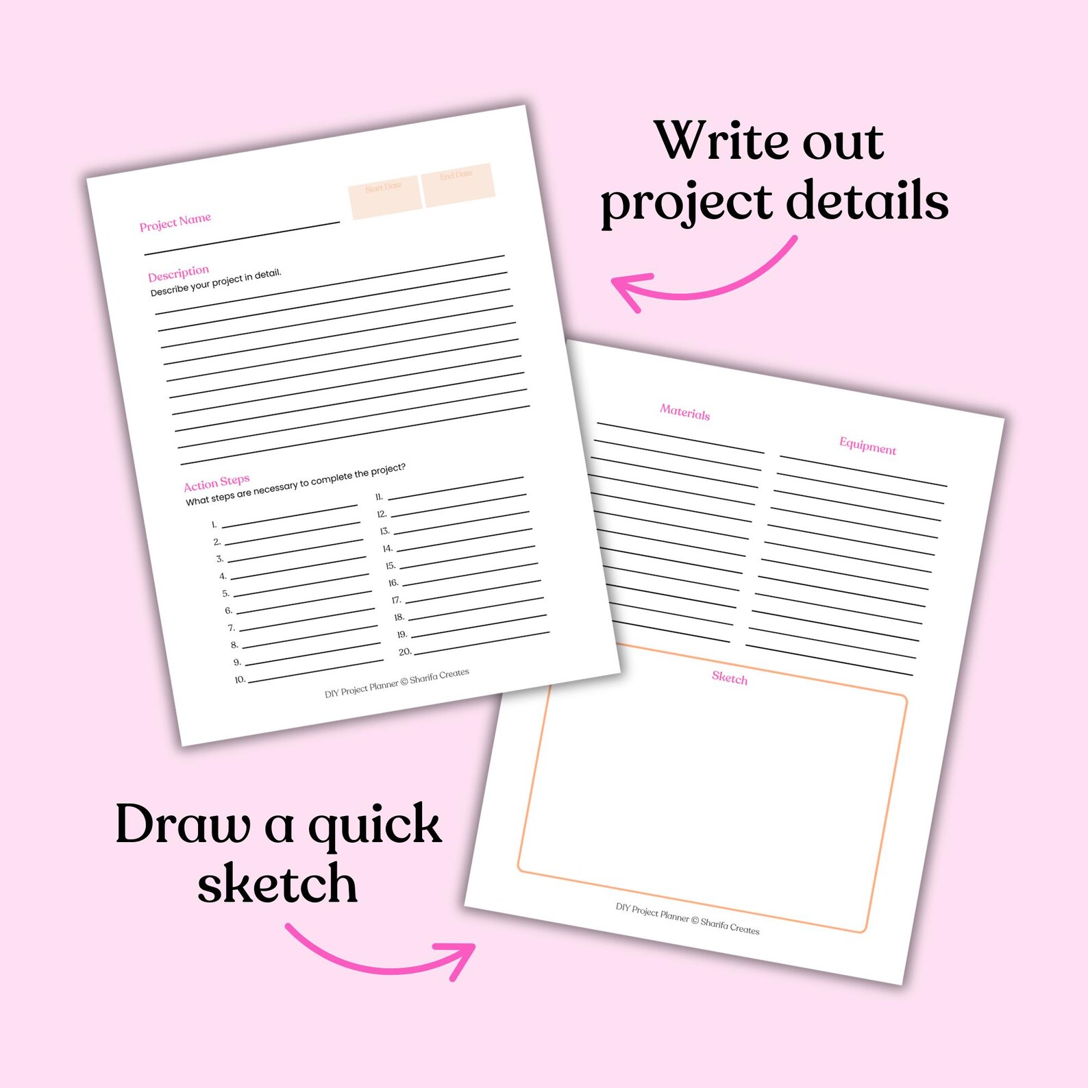 Printable DIY Project Planner: Craft, Sewing & Art Projects (PDF ...