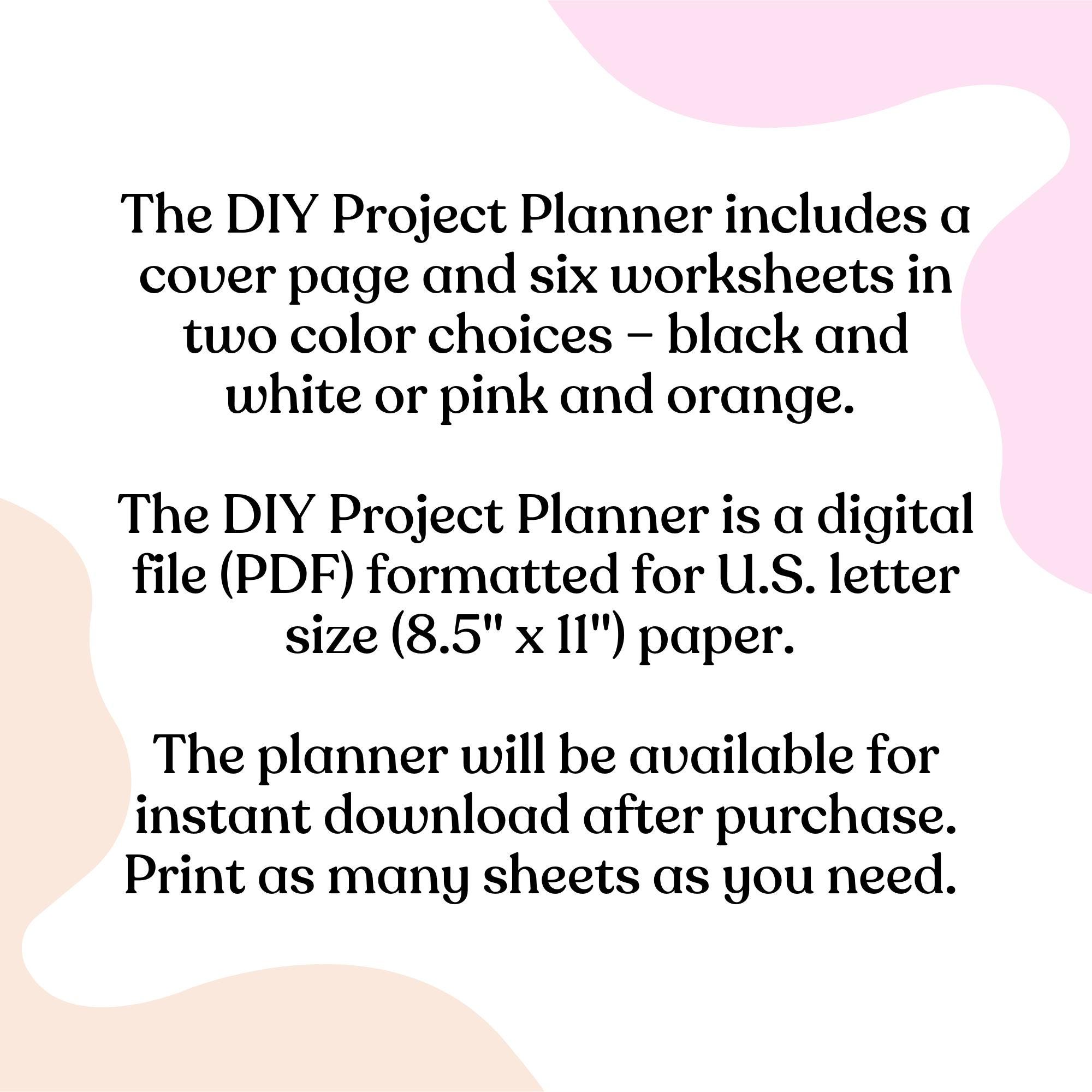 Printable DIY Project Planner: Craft, Sewing & Art Projects (PDF ...