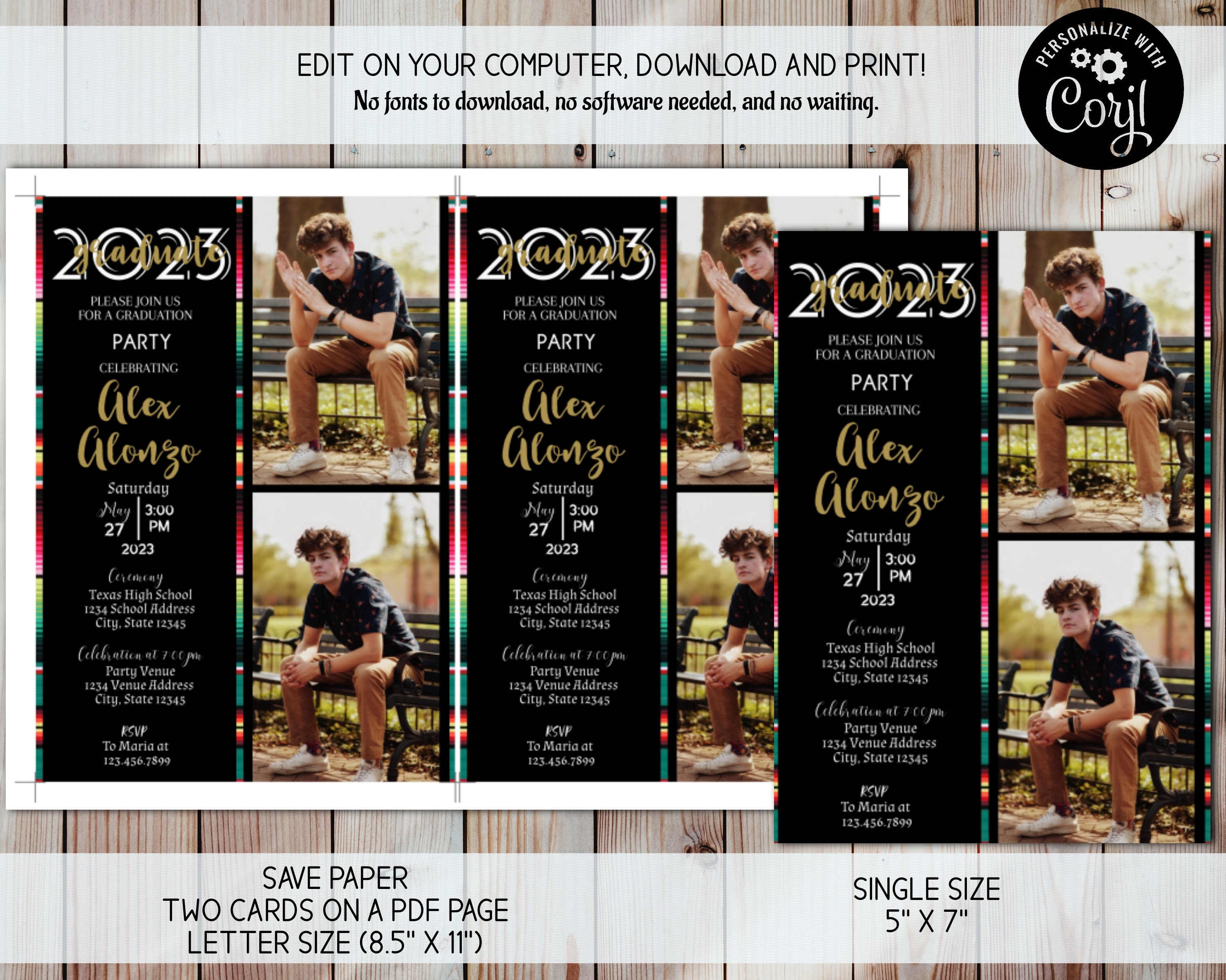 Fiesta Graduation Invitation, Graduation Card, Grad Fiesta Party, High ...