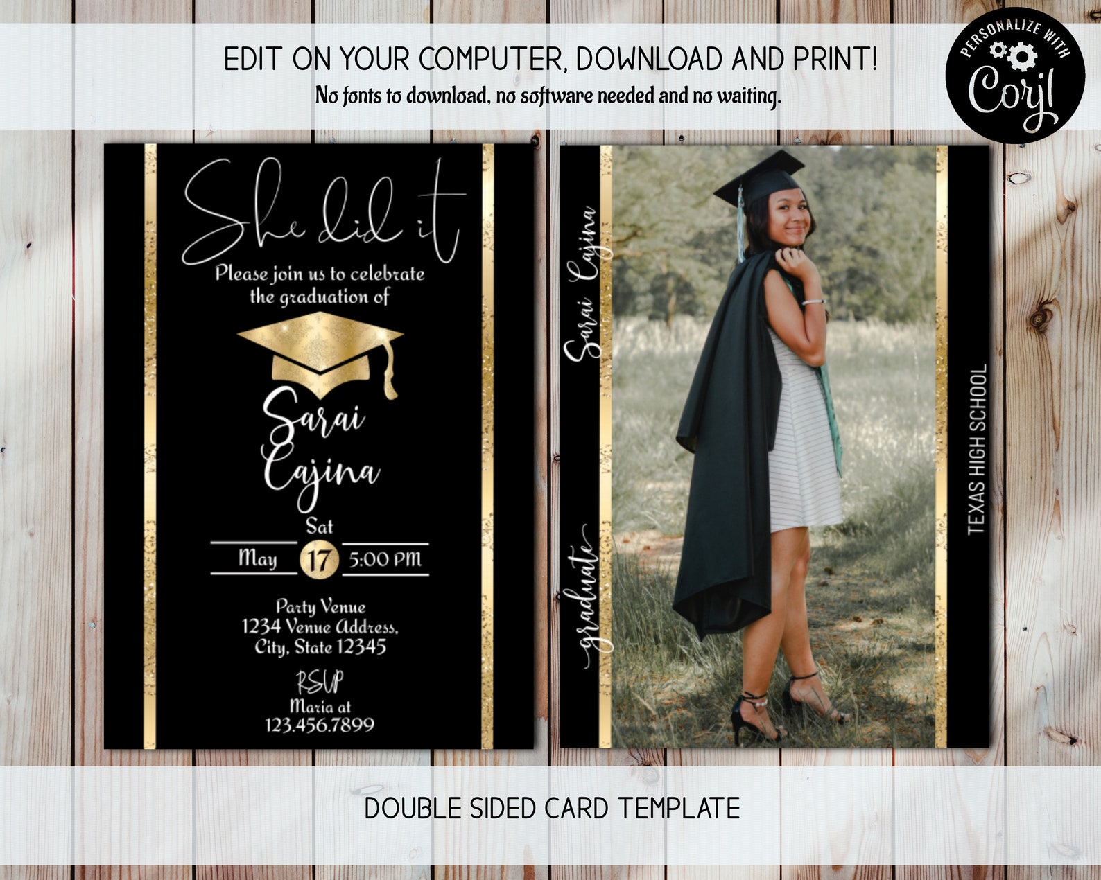 Graduation Announcement, Graduation Invitation, Photo Grad Invitation ...