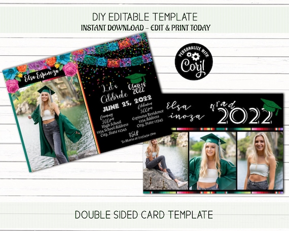 Graduation Invitation Editable Fiesta Invite Grad Fiesta - Etsy