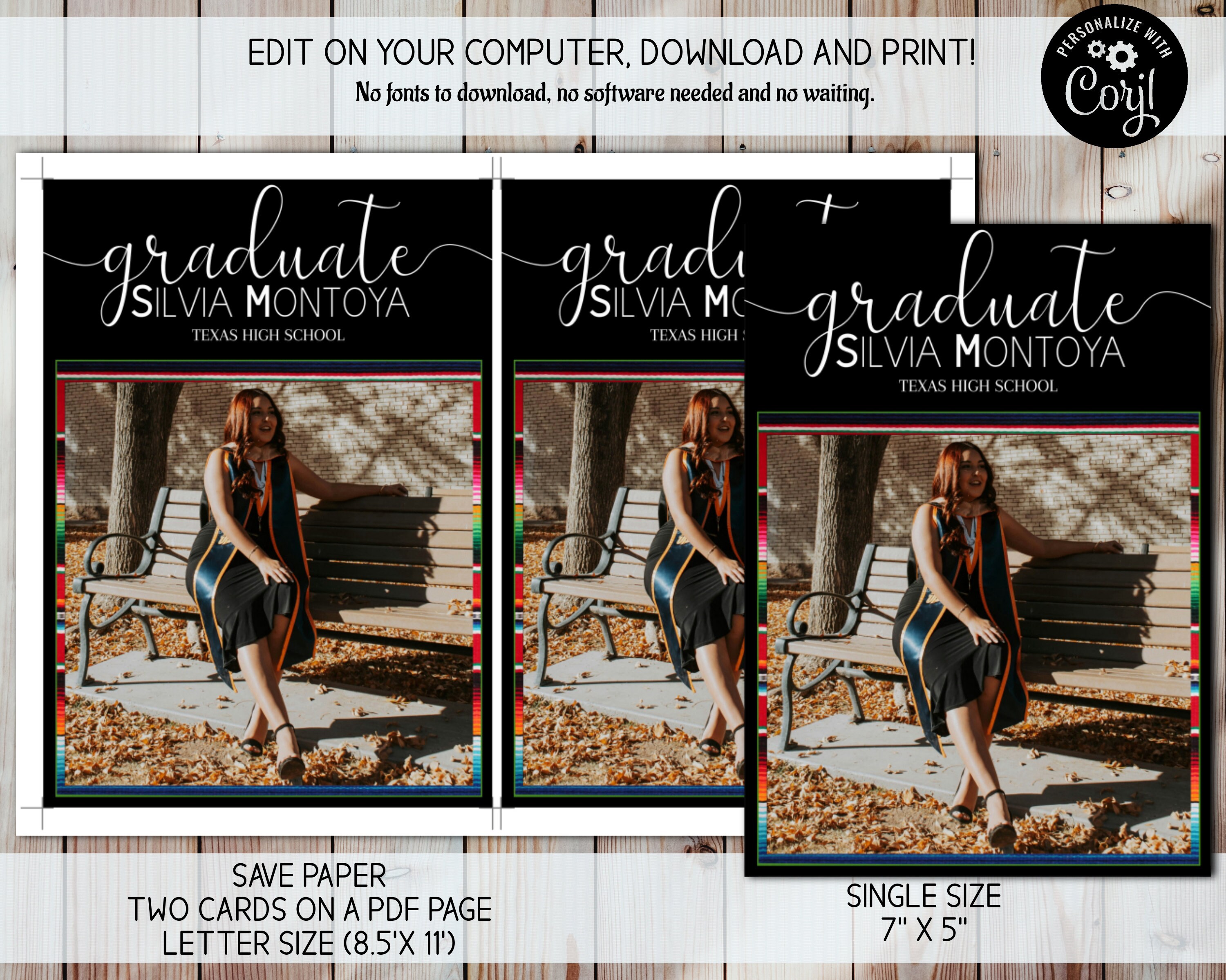 EDITABLE Fiesta Graduation Party Invitations With Photo, Mexican ...