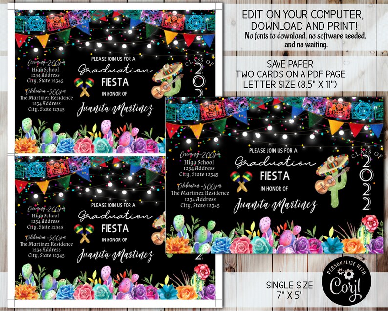 Fiesta Graduation Invitation Editable Fiesta Invite, Grad Fiesta Party ...