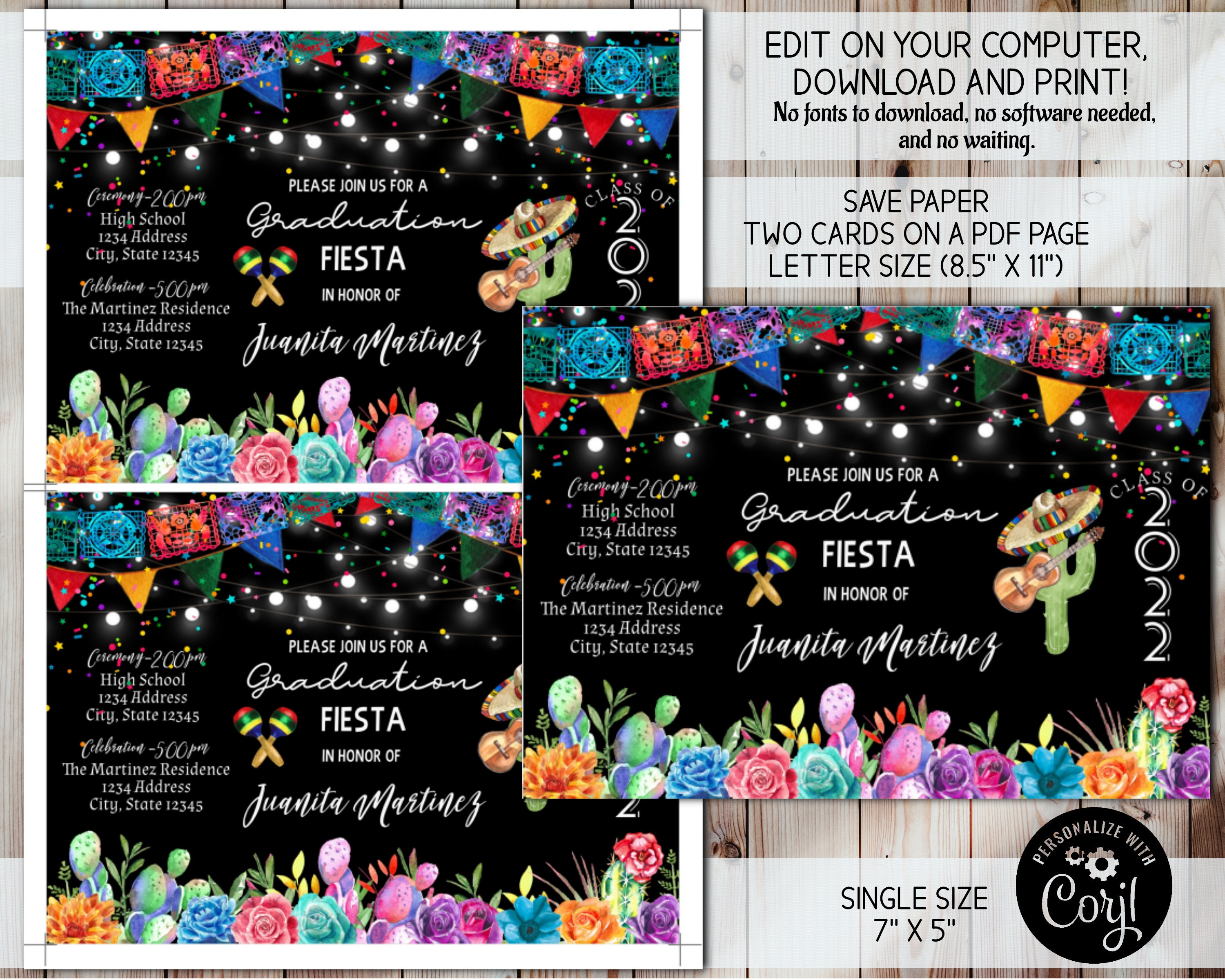 Fiesta Graduation Invitation Editable Fiesta Invite, Grad Fiesta Party ...
