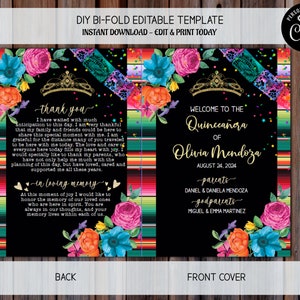 Mis Quince Bi-fold Program, Mexican Fiesta Theme Quinceañera Program ...