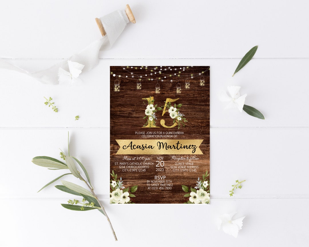 Rustic Quinceanera Invitation, Rustic 15th Birthday Invitation ...