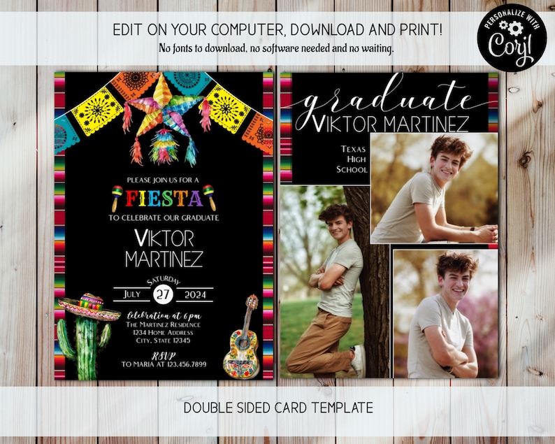 Fiesta Graduation Invitation Editable Fiesta Invite, Grad Fiesta Party ...