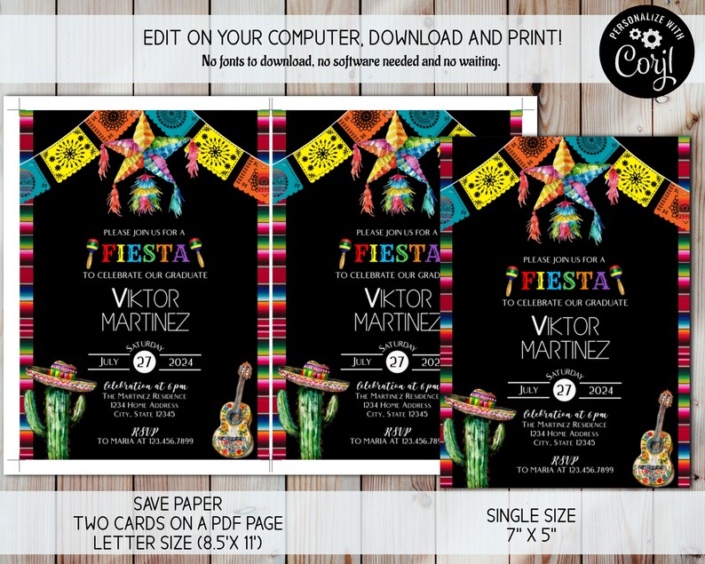 Fiesta Graduation Invitation Editable Fiesta Invite, Grad Fiesta Party ...