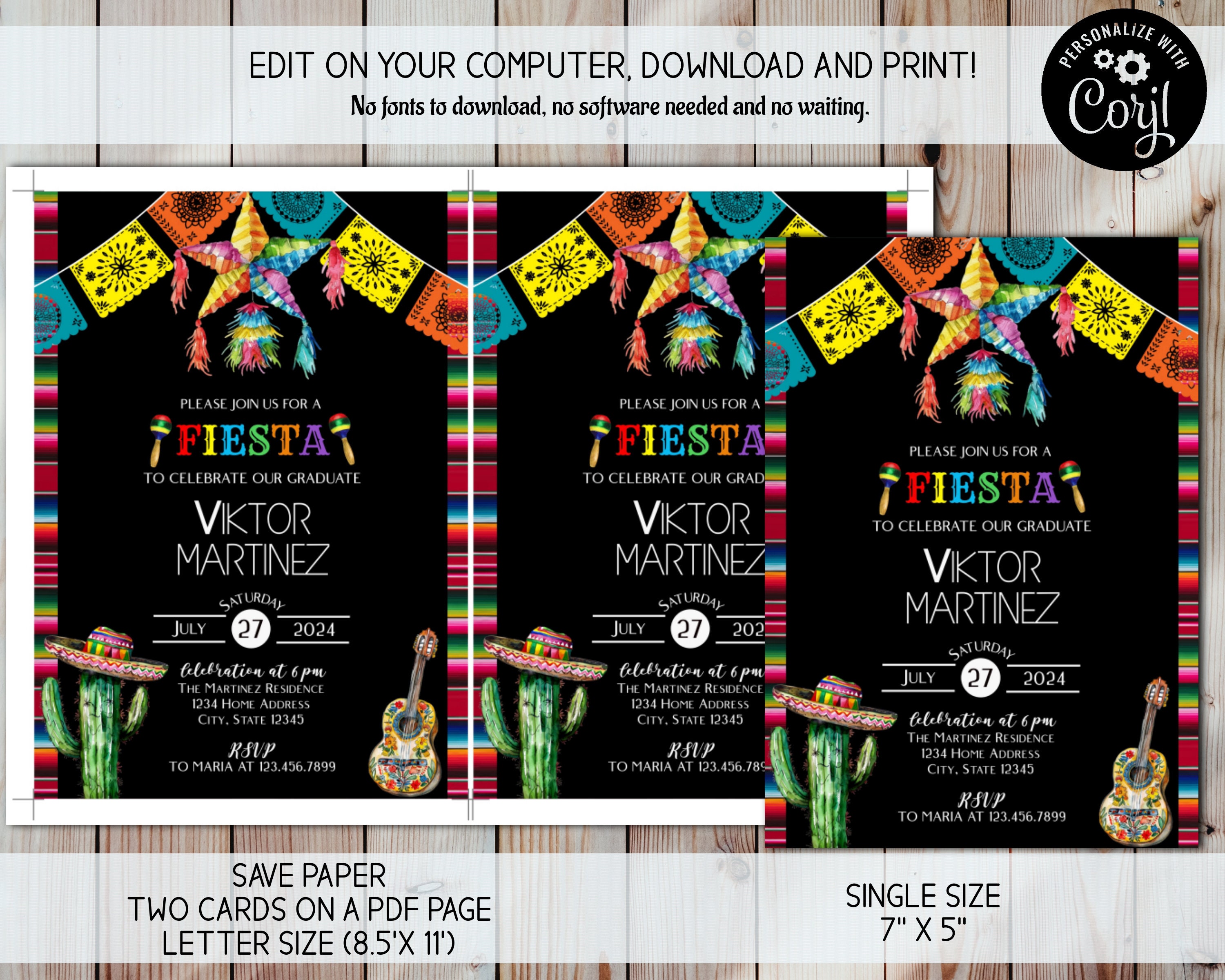 Fiesta Graduation Invitation Editable Fiesta Invite, Grad Fiesta Party ...