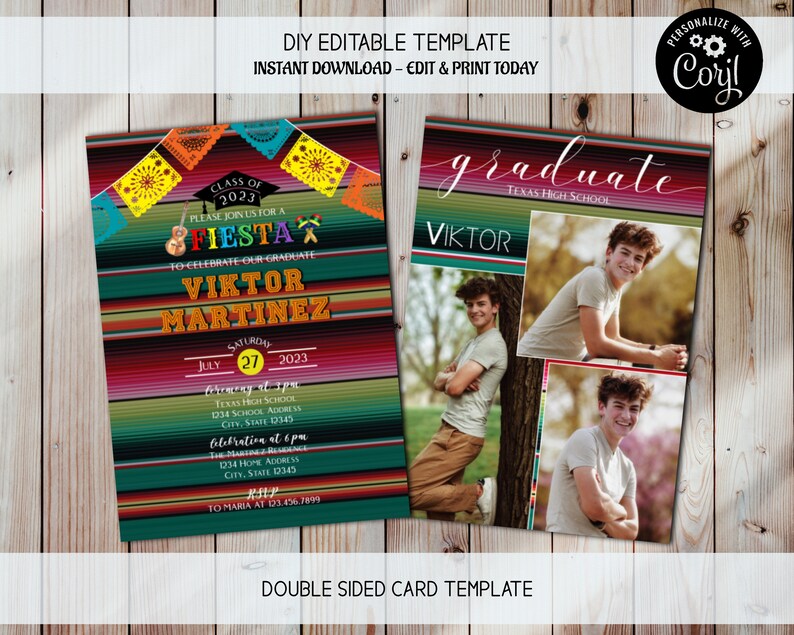 Fiesta Graduation Invitation Editable Fiesta Invite Grad - Etsy