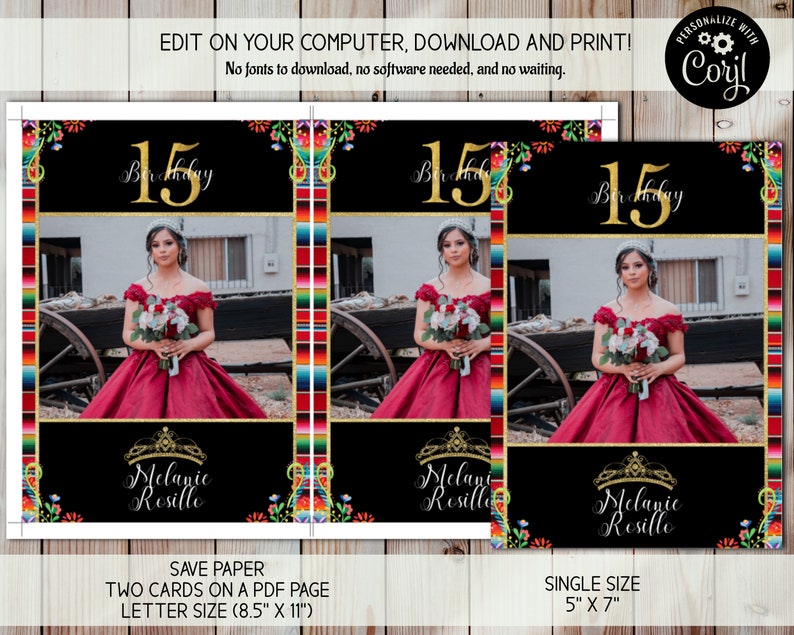 Mis Quince Anos, 15th Birthday Invite, Photo Invite, Mis Quince Invite ...