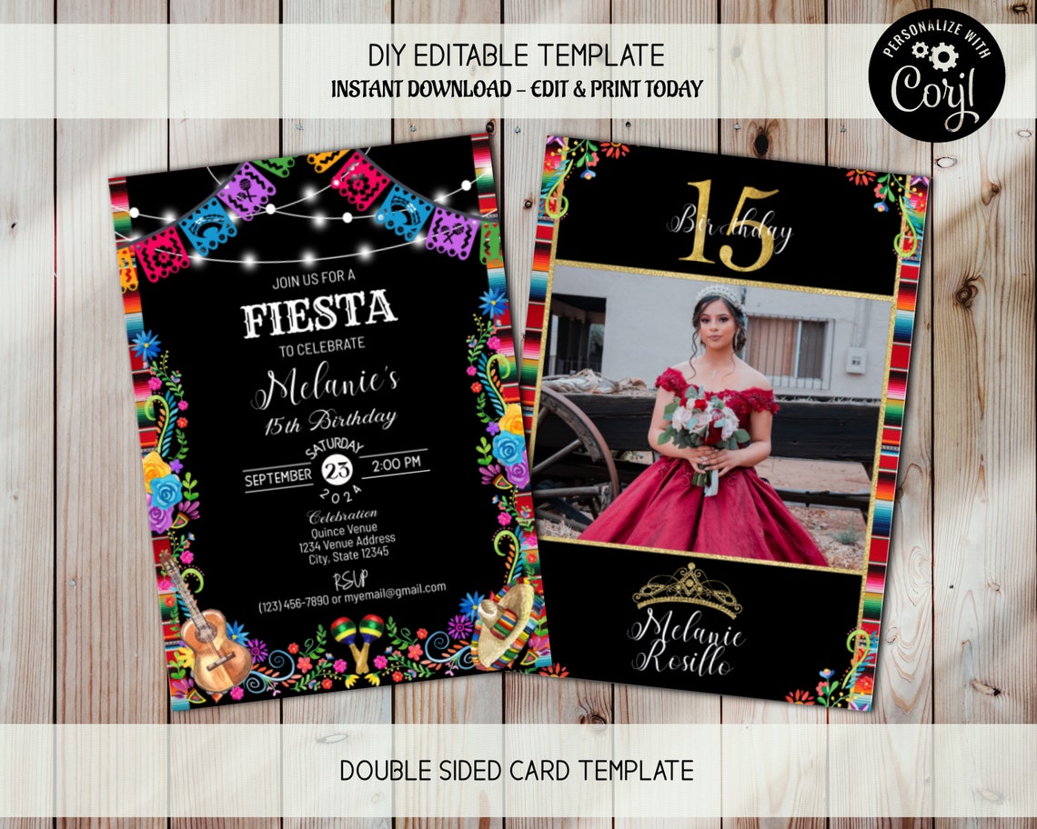 Mis Quince Anos, 15th Birthday Invite, Photo Invite, Mis Quince Invite ...