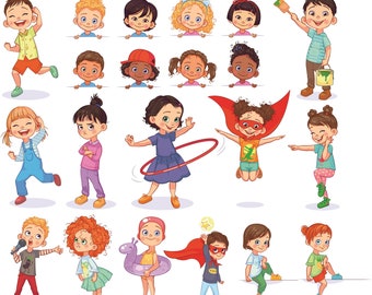 Cute Children Clipart Multicultural clip art multiracial | Etsy