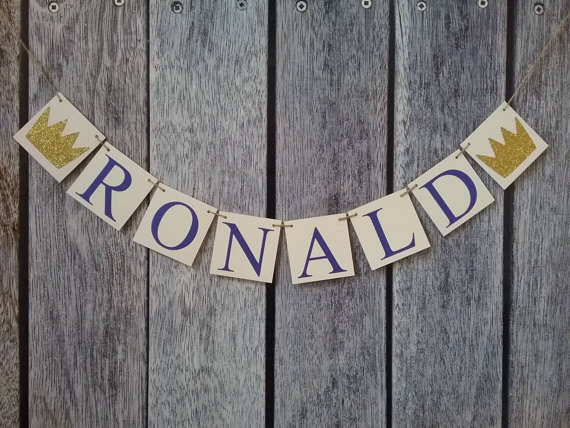 Little Prince Baby Shower Name Banner Royal Blue and Gold | Etsy