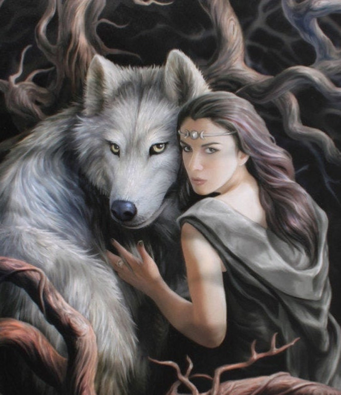 Anne Stokes Fantasy/Gothic Artist Wolf Canvas Picture | Etsy
