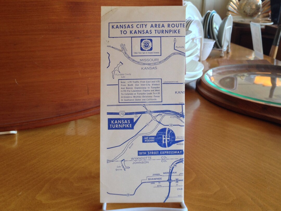 Kansas City Area Routes to Kansas Turnpike Map - Etsy