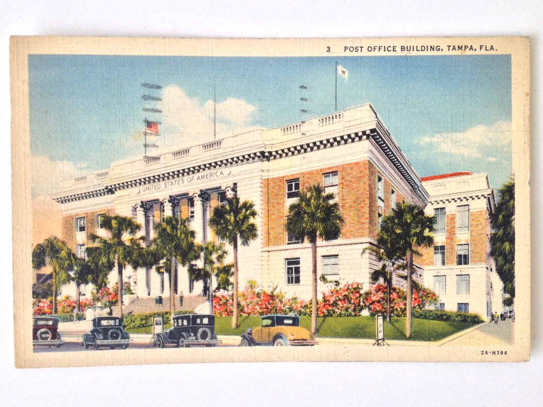 Tampa Post Office Linen Postcard - Etsy