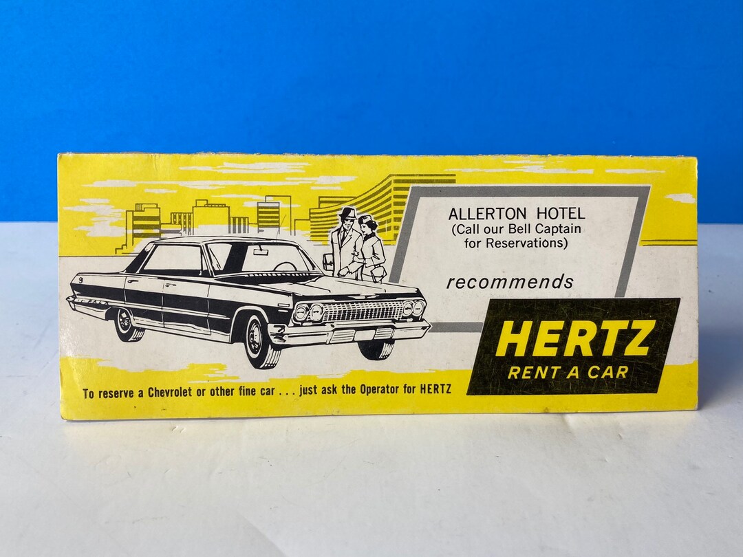Hertz Rent A Car Counter Advertising Card Allerton Hotel - Etsy