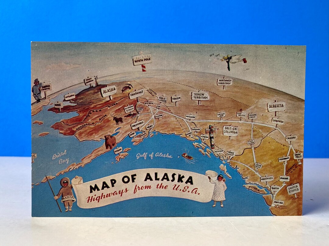 Map of Alaska Postcard - Etsy