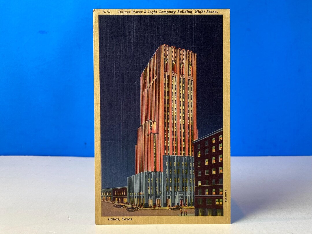 Dallas Power & Light Company Building Night Linen Postcard 1948 - Etsy