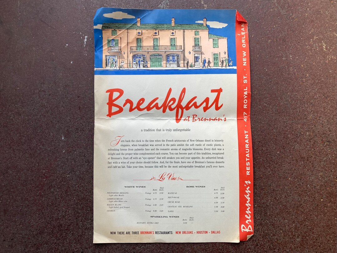 Brennan's Breakfast Menu New Orleans READ - Etsy