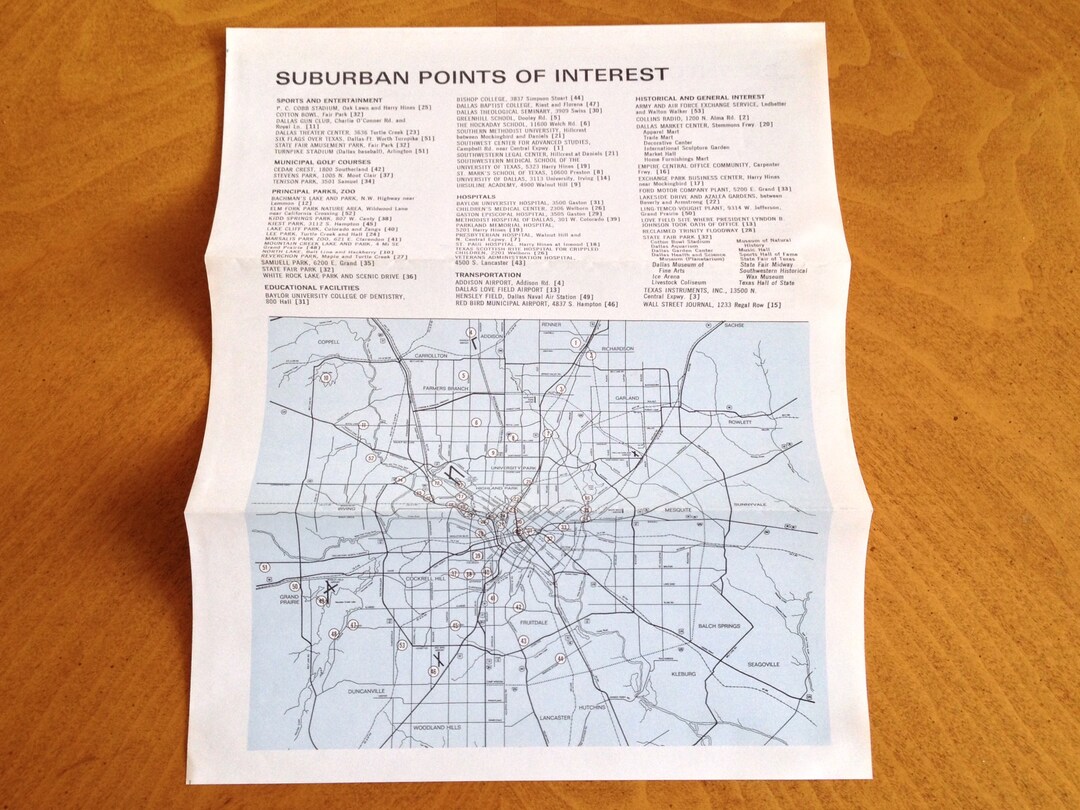 Dallas Suburban Points of Interest Brochure - Etsy