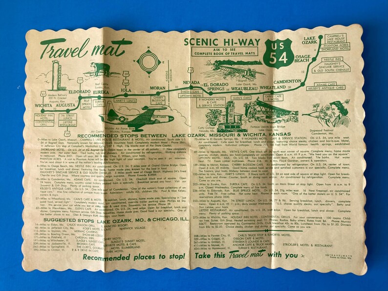 Hi-way 54 Travel Mat Placemat / Map - Etsy