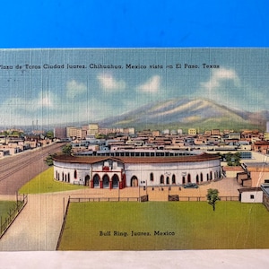 Bull Ring Juarez Mexico Linen Postcard - Etsy