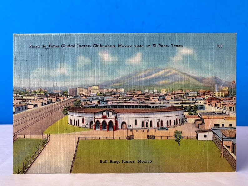 Bull Ring Juarez Mexico Linen Postcard - Etsy