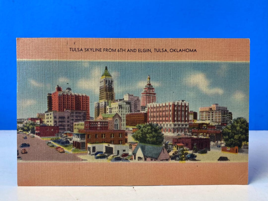 Tulsa Skyline Postcard 1945 - Etsy