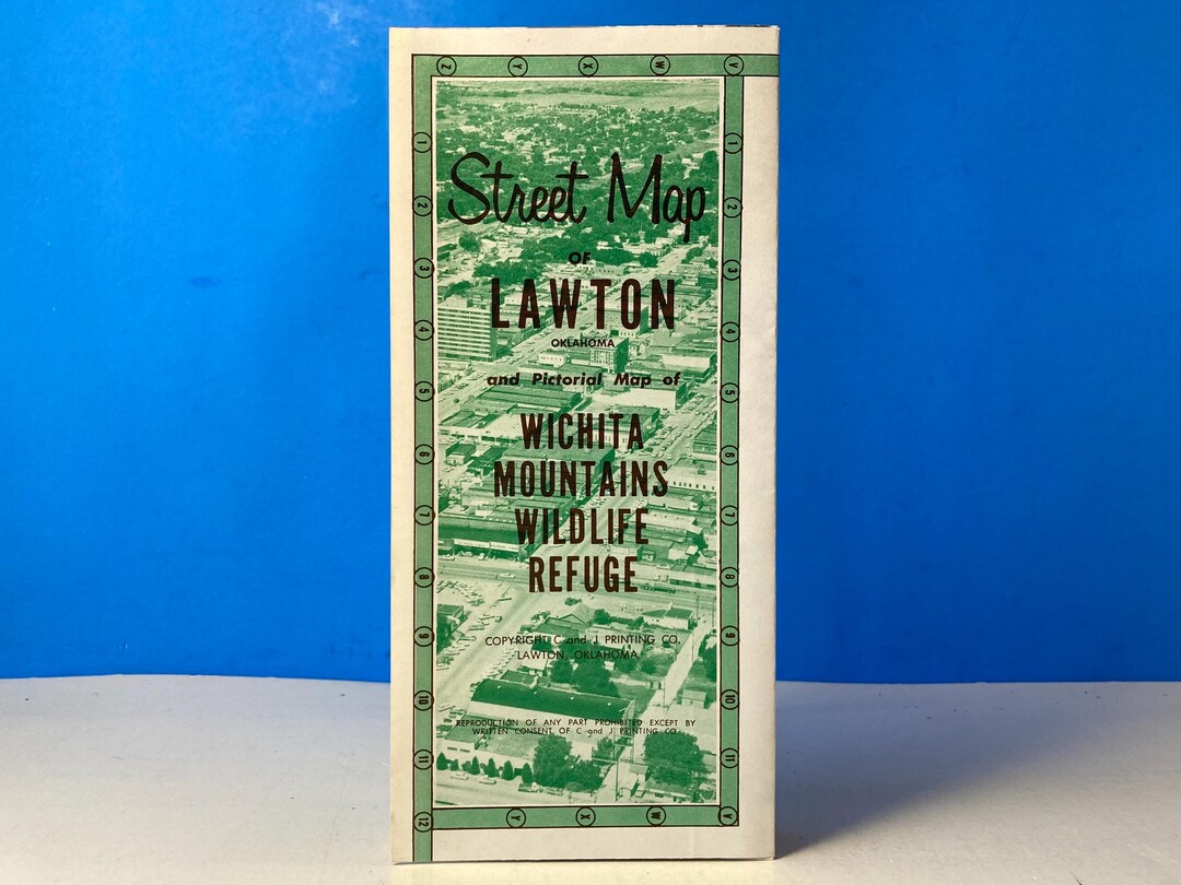 Street Map Lawton Okla & Pictorial Map of Wichita Mountains - Etsy ...