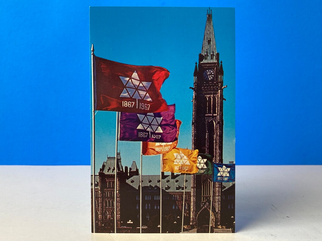 Centennial Flags at Canadian Houses of Parliament Postcard - Etsy