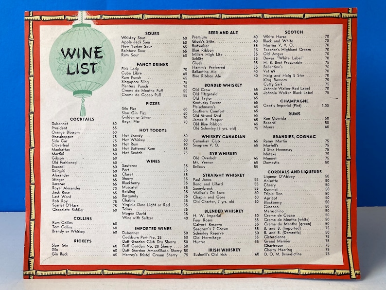 Nankin Cafe Menu Minneapolis 1956 - Etsy