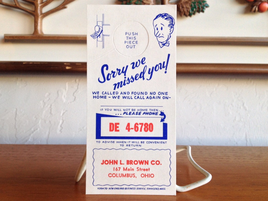 Vintage Door Hanger Sorry We Missed You Columbus Ohio - Etsy