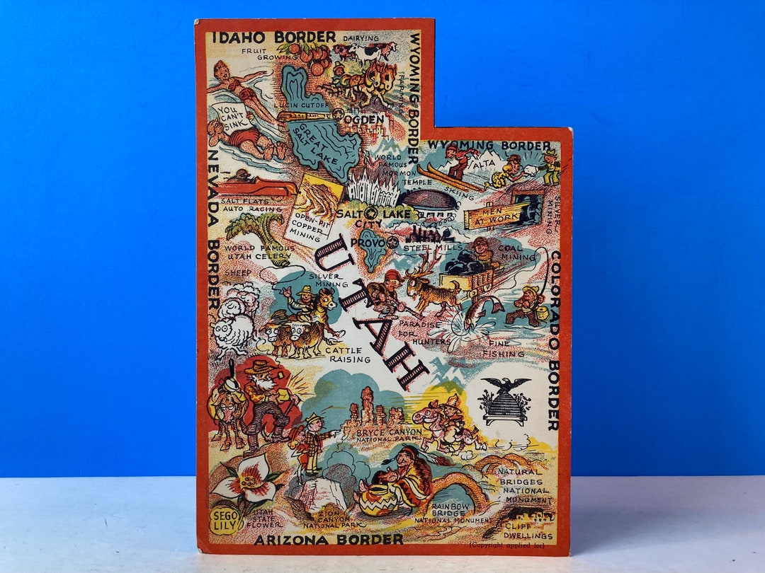 Oversize Die Cut Utah Map Postcard - Etsy