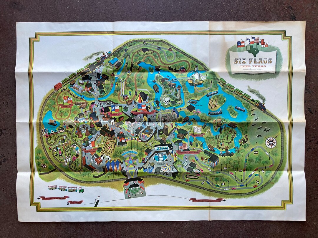 1962 Six Flags Over Texas Park Map - Etsy