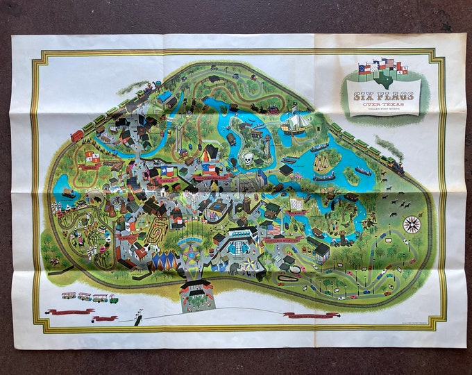 1962 Six Flags Over Texas Park Map - Etsy